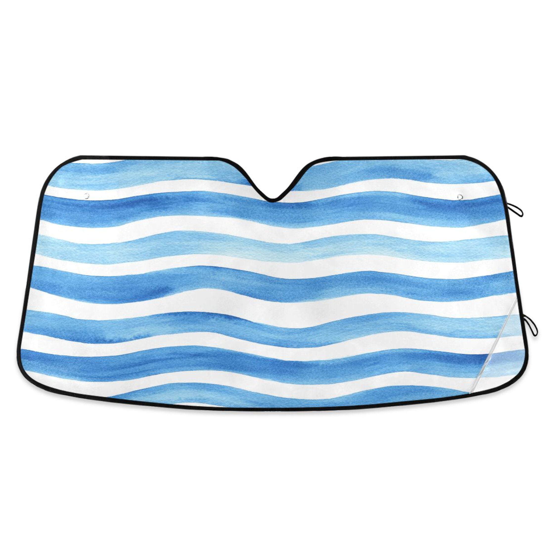 Blue Wavy Line Watercolor Windshield Sun Shade Automobile Visor ...