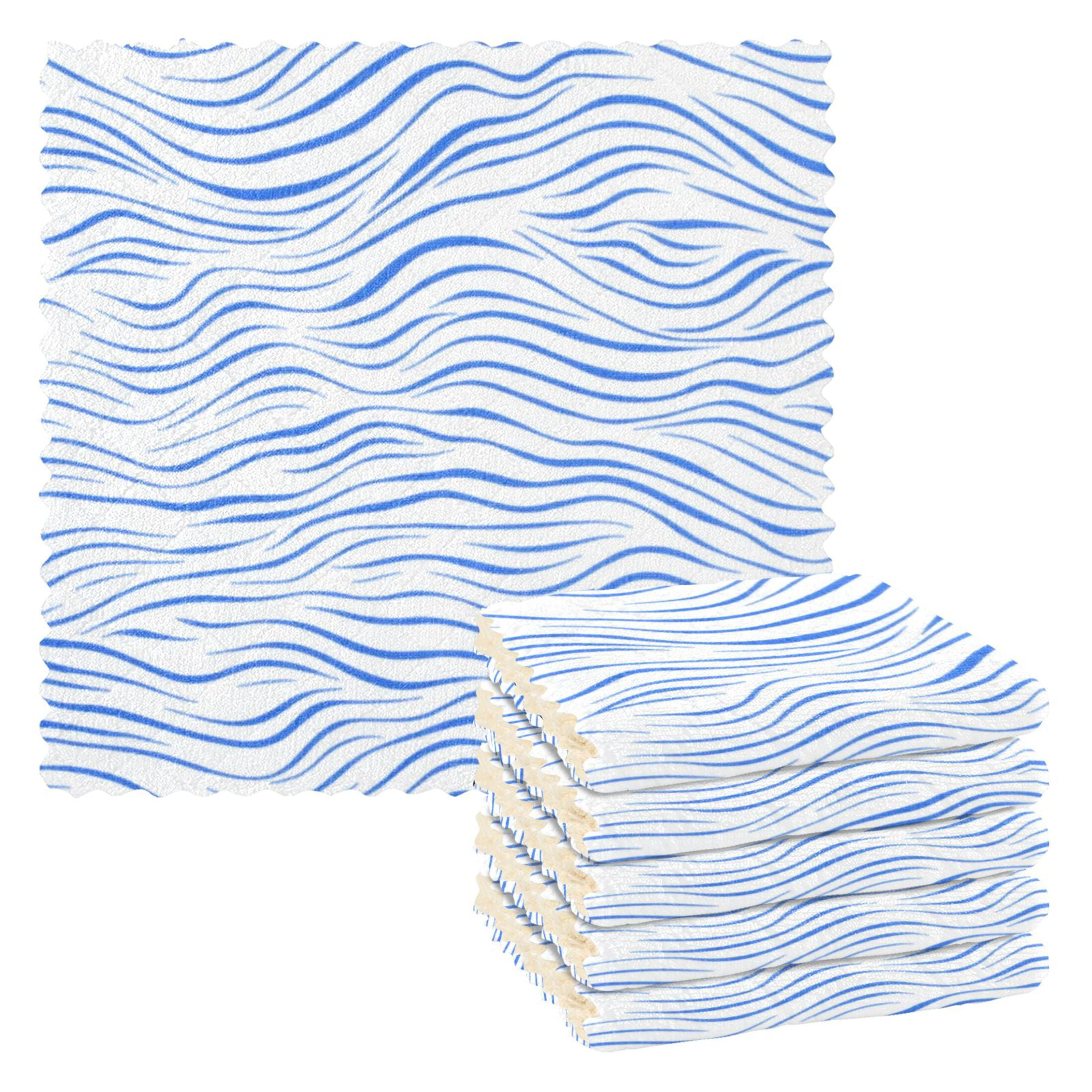 Blue Wavy Lines Dish Cloths Dish Towels Cleaning Cloths Quick Drying ...