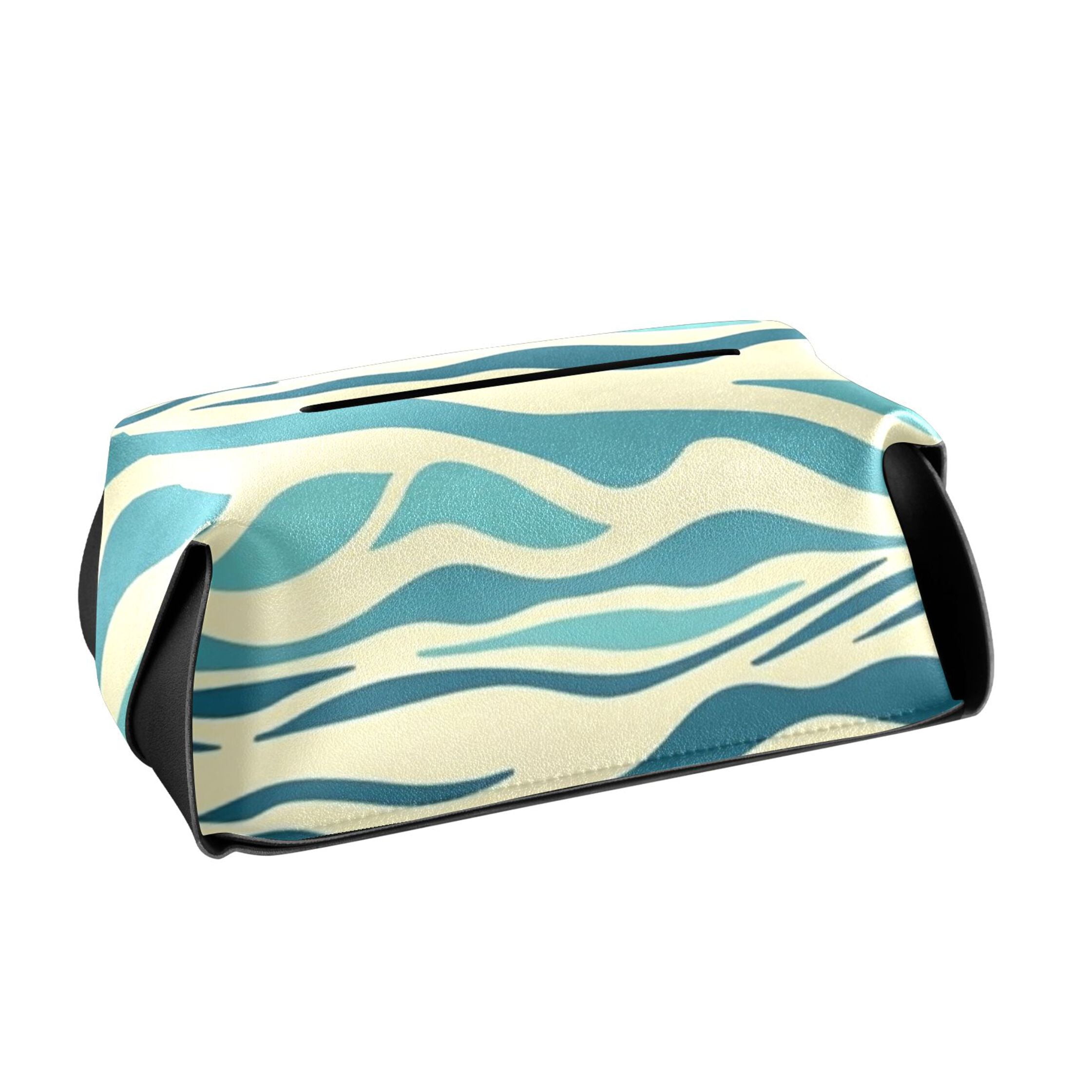 Blue Wavy Tissue Box Cover Leather Square Rectangle Tissue Box Holder ...