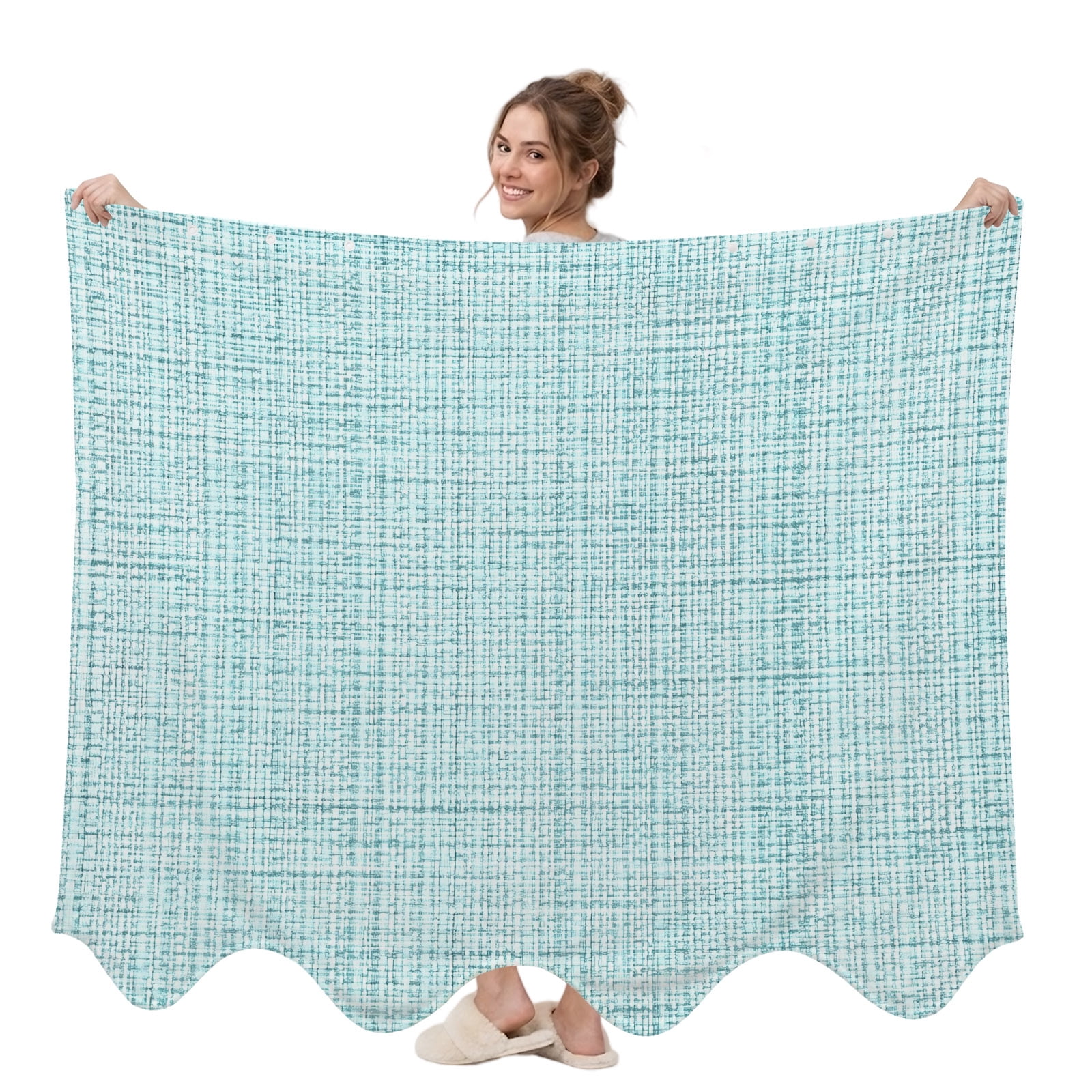 Blue Wearable Blanket, Linen Texture Modern Abstract Country Minimalist ...