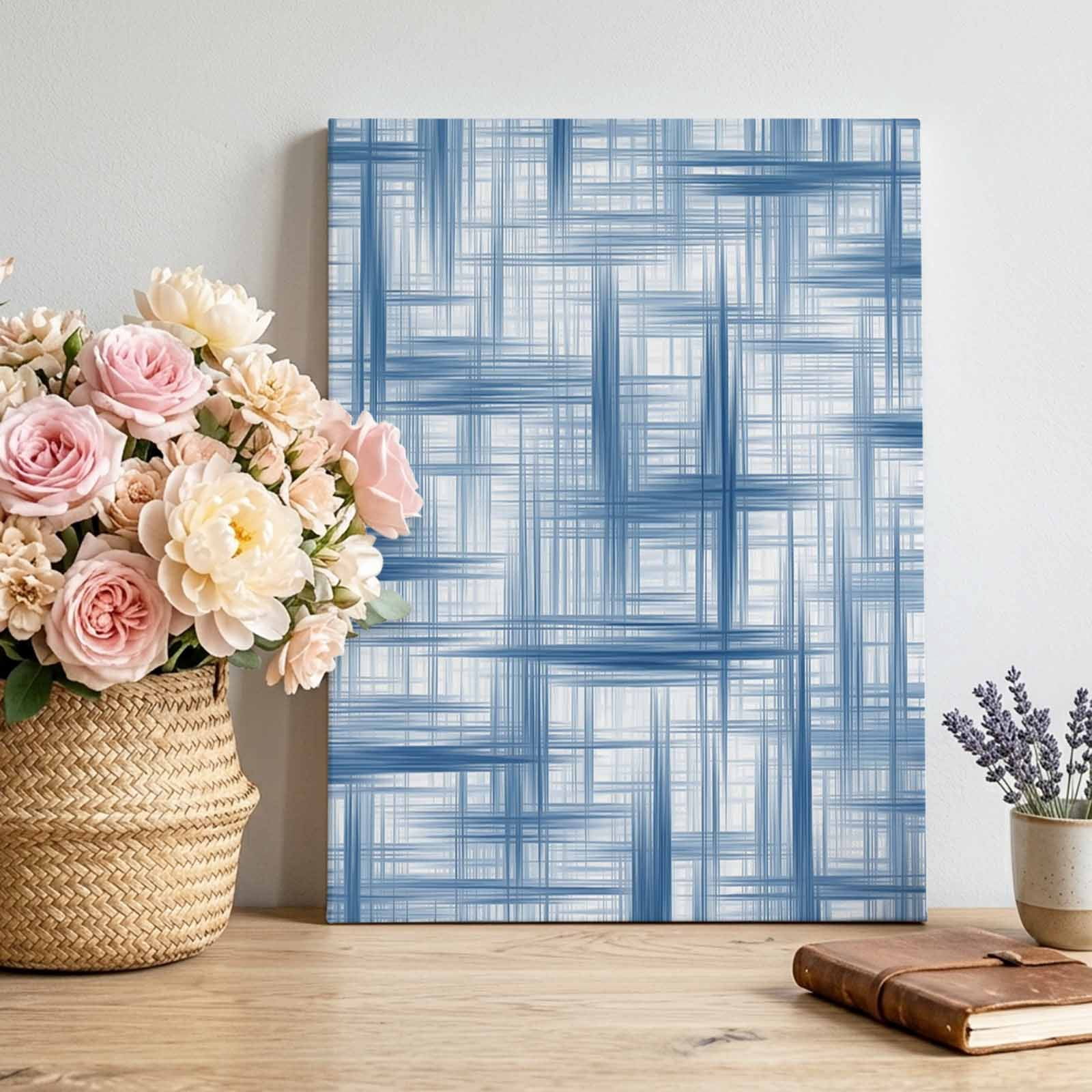 Blue Weave Mesh Canvas Wall Art for Living Room, Modern Minimalist ...
