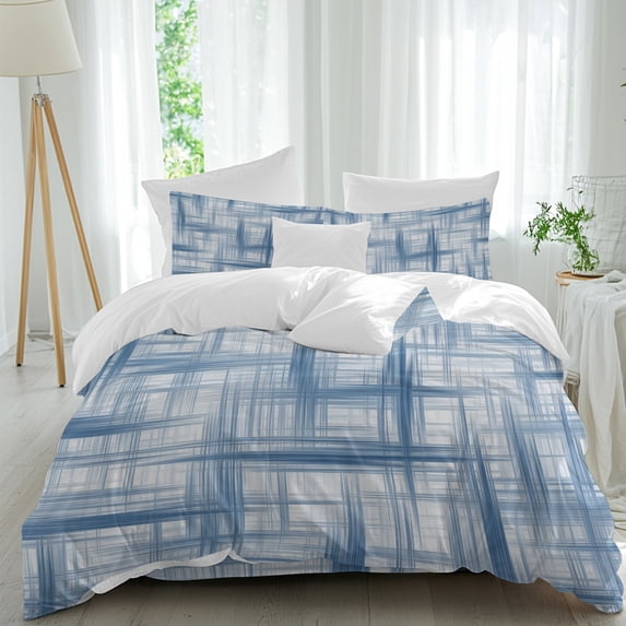 Blue Weave Mesh Comforter Set Twin Size, Modern Minimalist Abstract ...