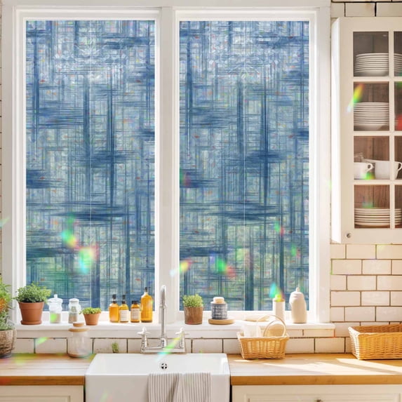 Blue Weave Mesh Window Privacy Film Modern Minimalist Abstract Static ...