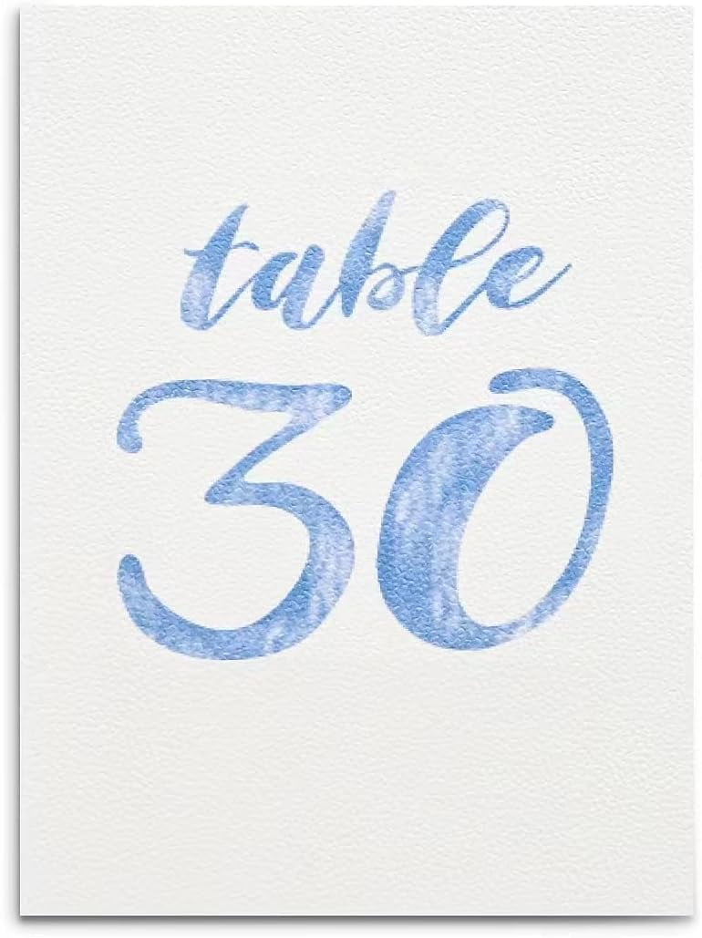 Blue Wedding Table Number Cards, Elegant 5 x 7 inch Seating Signs ...