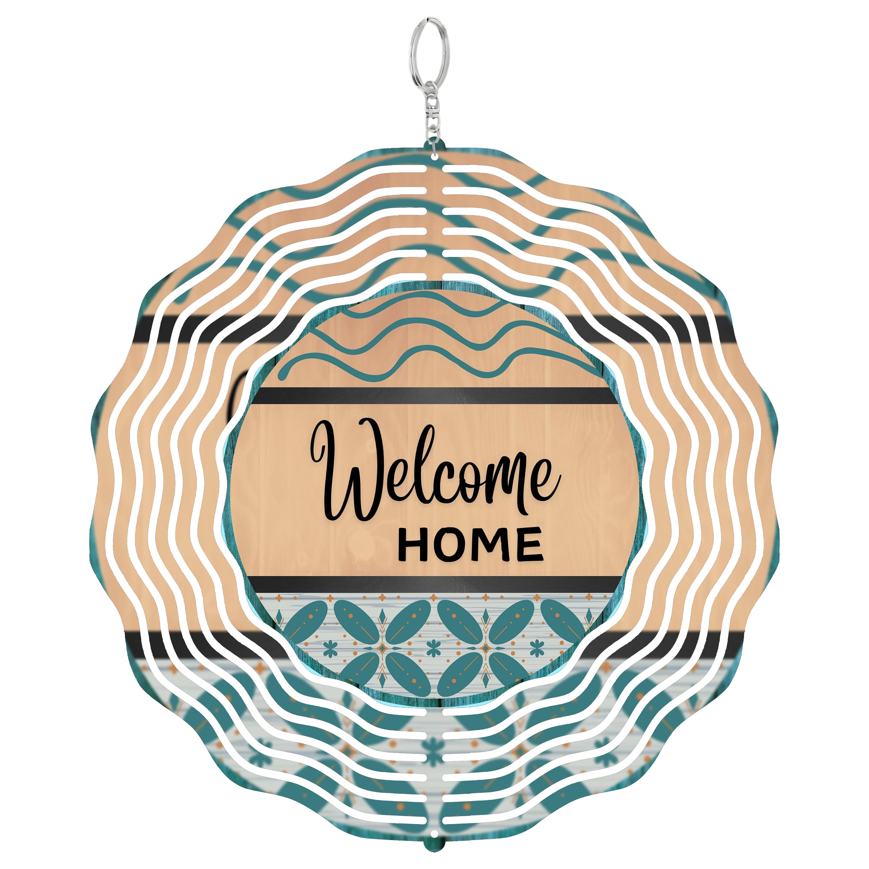 Blue Welcome Home 3D Wind Spinner Stainless Steel Kinetic Art ...