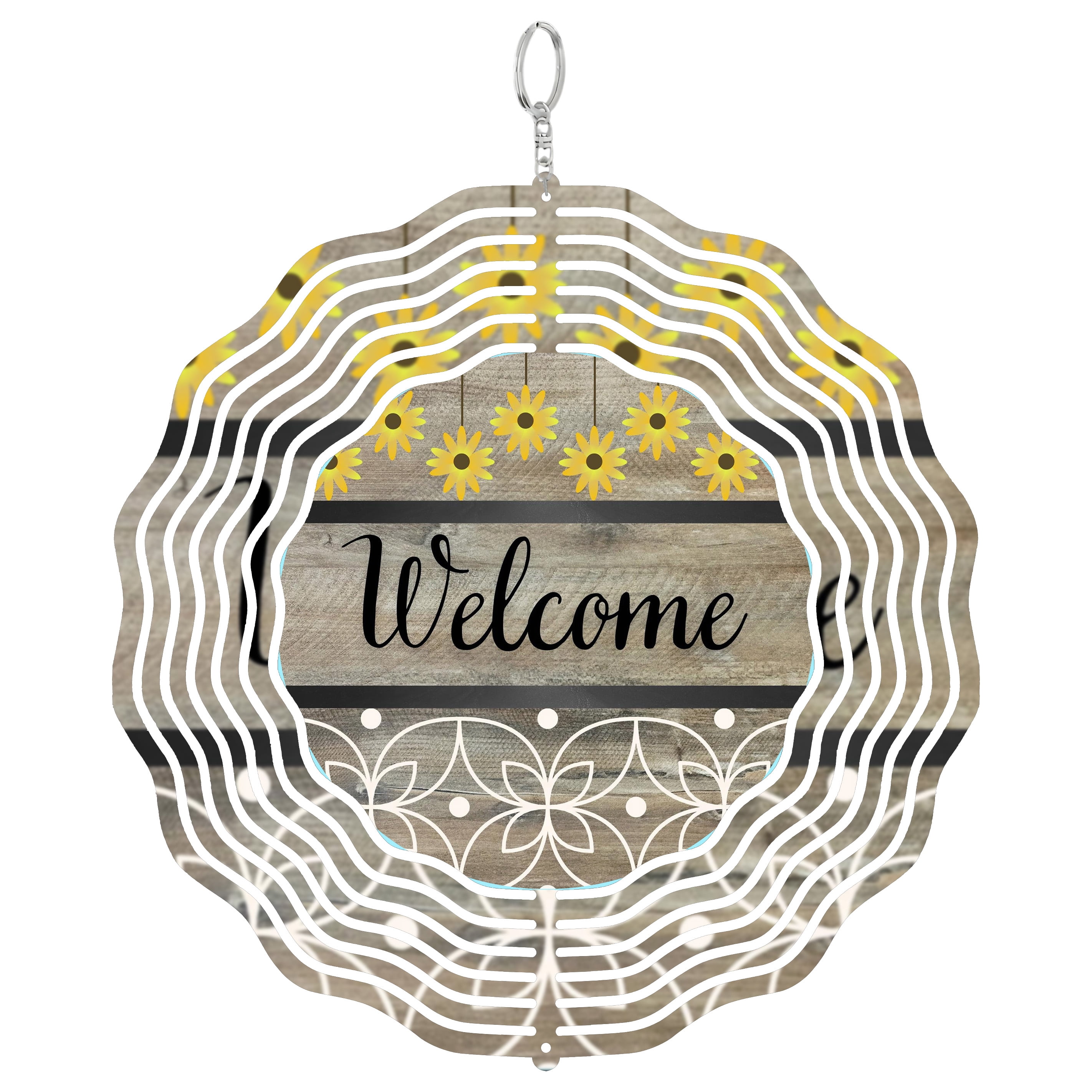Blue Welcome Home 3D Wind Spinner Stainless Steel Kinetic Art ...