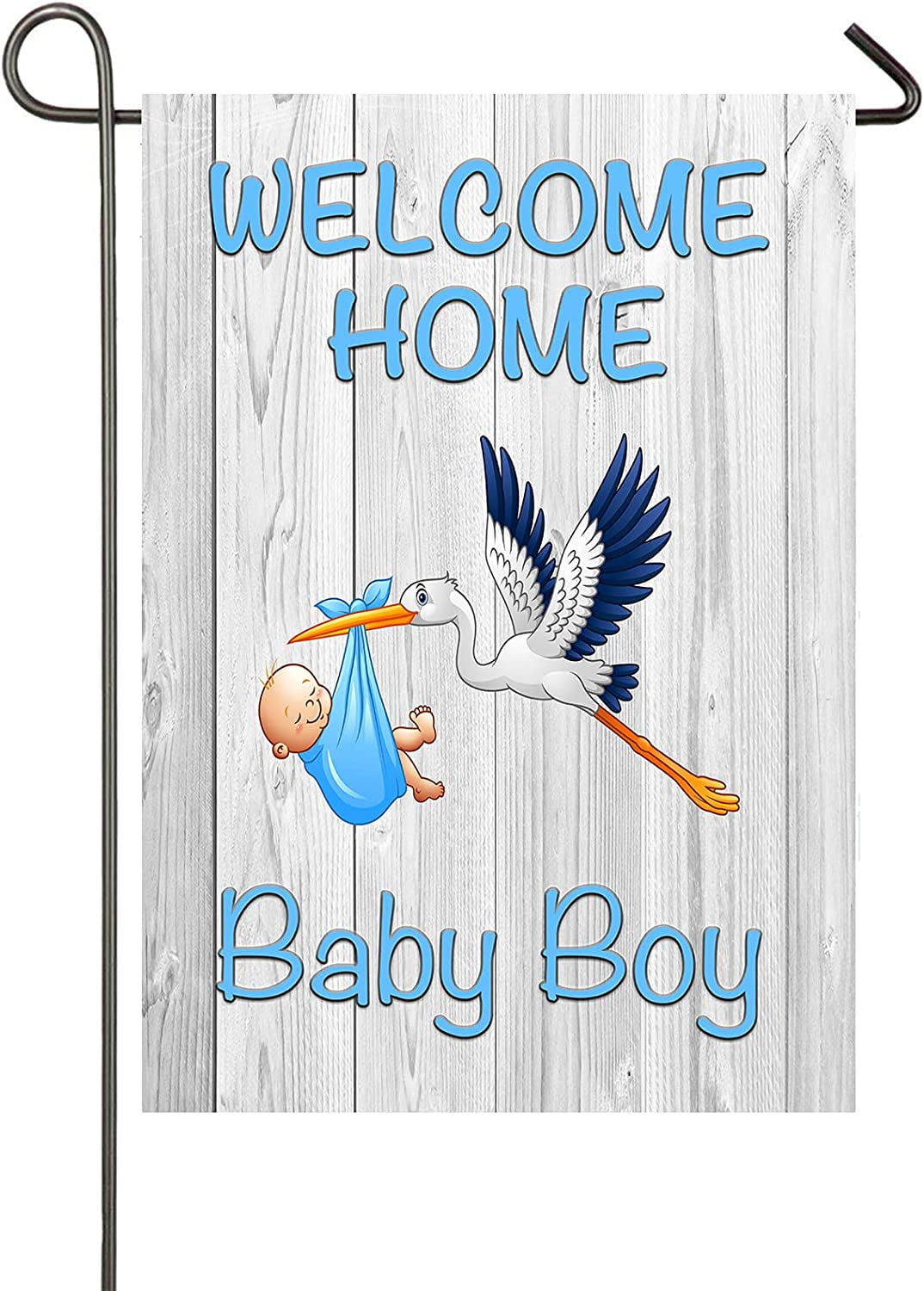 Blue Welcome Home Baby Boy Garden Flag Baby Shower Birth Announcement ...