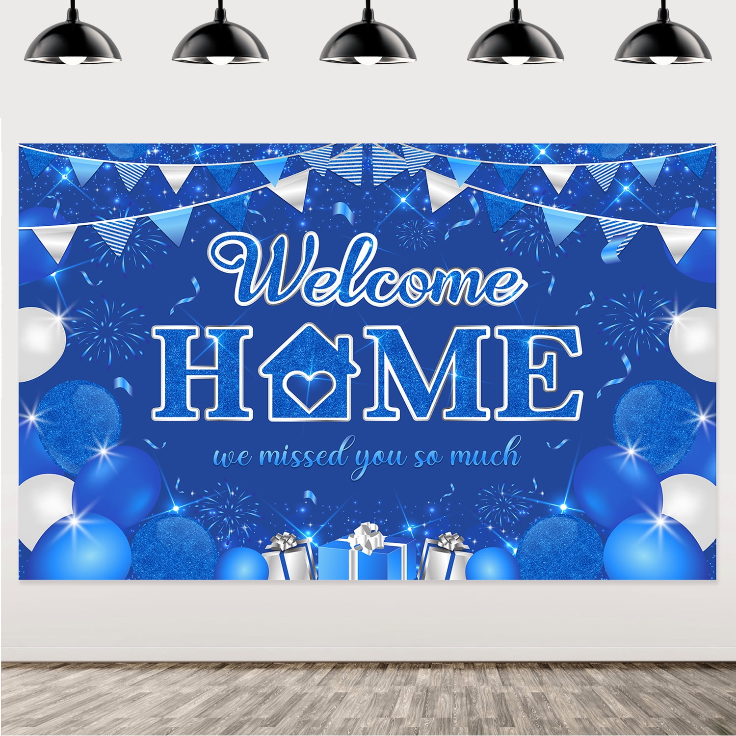 Blue Welcome Home Backdrop Decorations Welcome Home We Missed You So ...