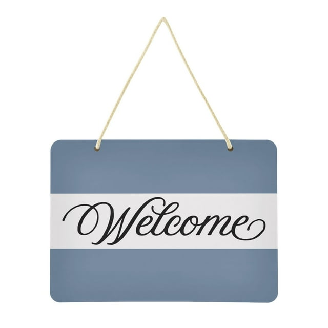 Blue Welcome Sign Front Door PVC 14x10 inch Hanger Hello Sign Farmhouse ...