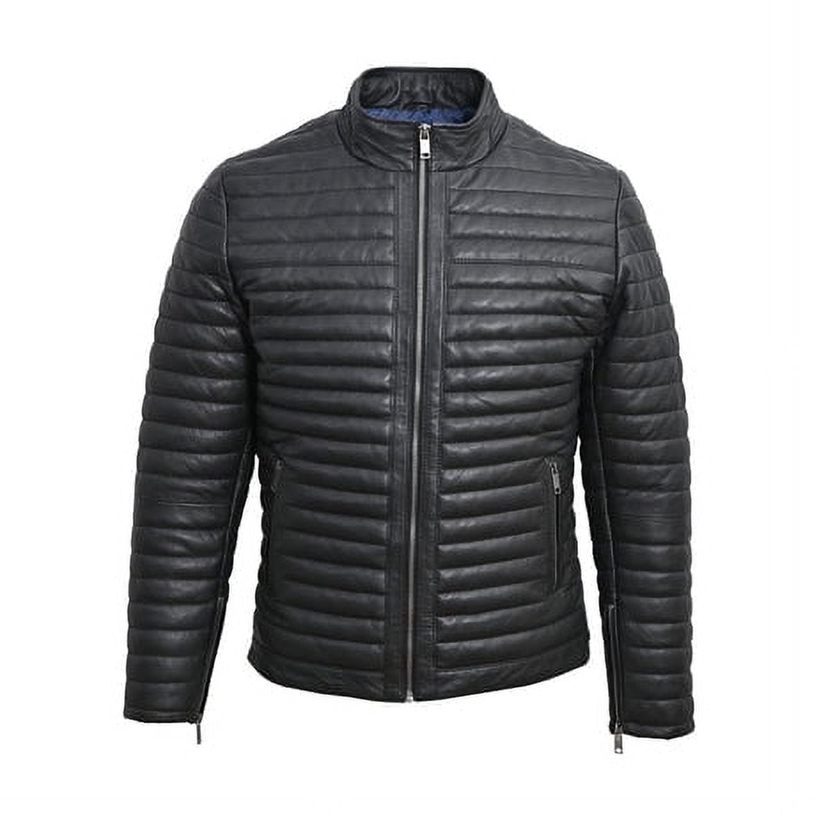 BLUE WELLFORD Dustin Black Leather Jacket Men's Biker Style with Zipped ...