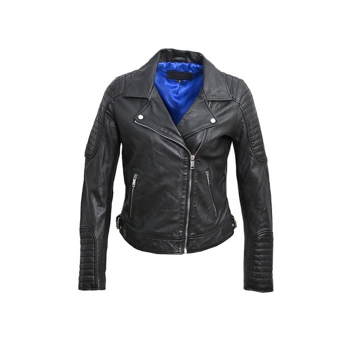 Blue Wellford Women's Black Leather Perfecto Jacket Stylish Biker ...