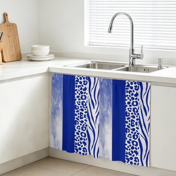 Blue Western Cabinet Curtains for Kitchen 10"W x 11"L, Tiger and ...