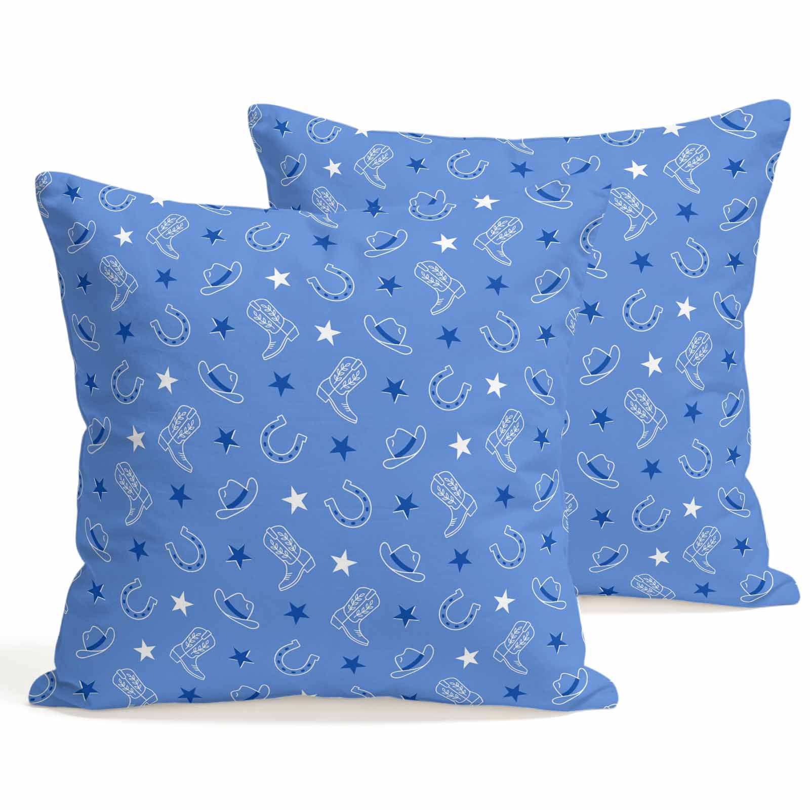 Blue Western Cowboys Throw Pillow Covers 18 x 18 Inch Pillow Covers Set ...