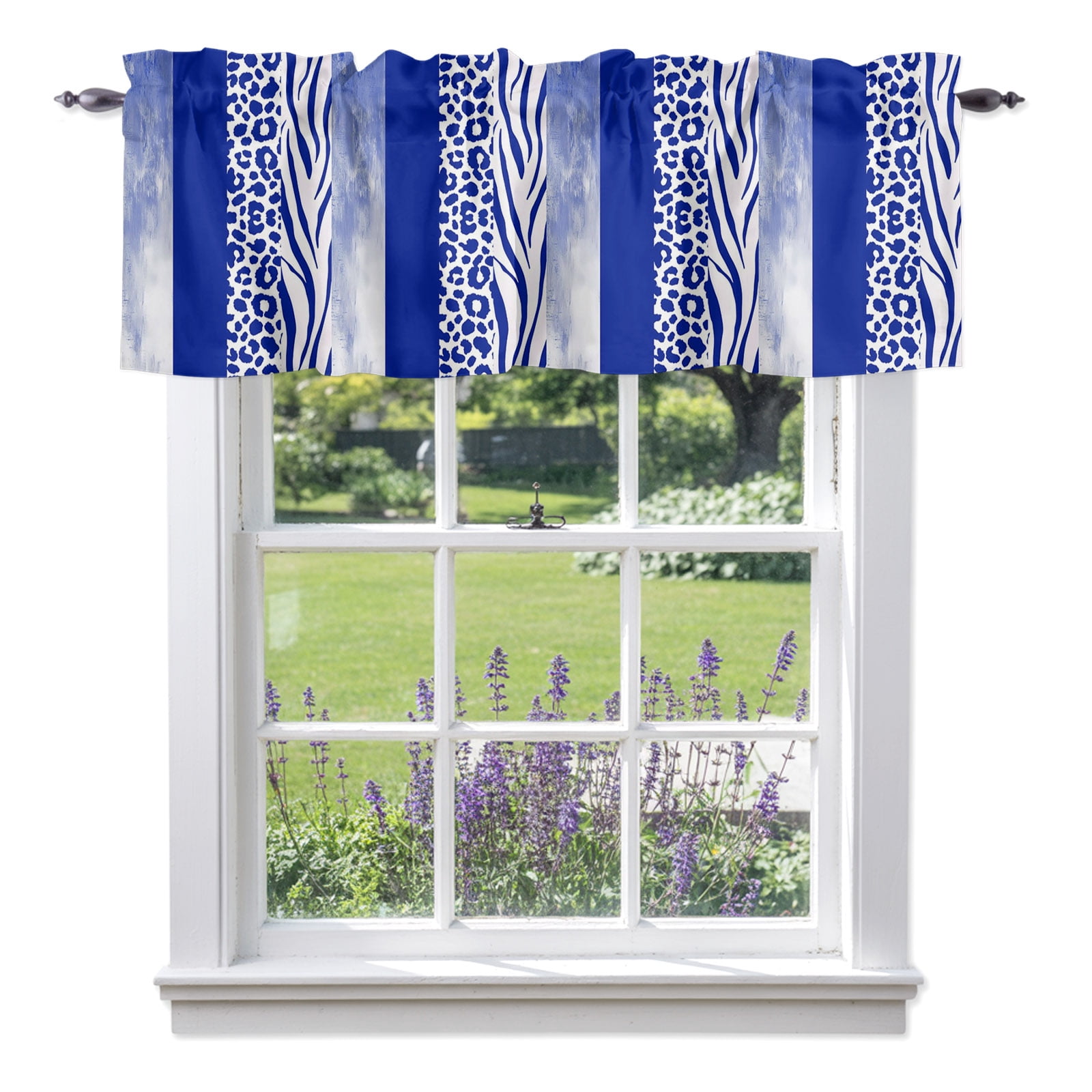 Blue Western Valances for Windows Tiger and Leopard Print Vertical ...
