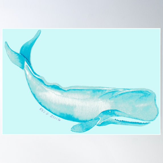 Blue Whale - Art By Kev G Poster Wall Art, Modern Wall Decor For Living ...