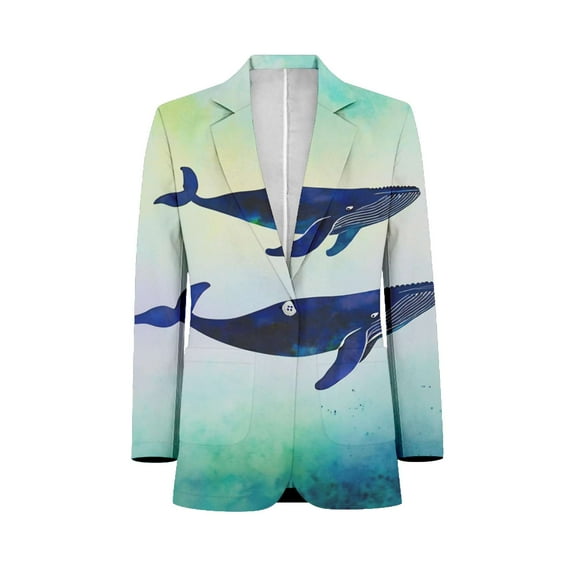 Blue Whale Art Print Customized Men's Suits full man Shawl Collar ...