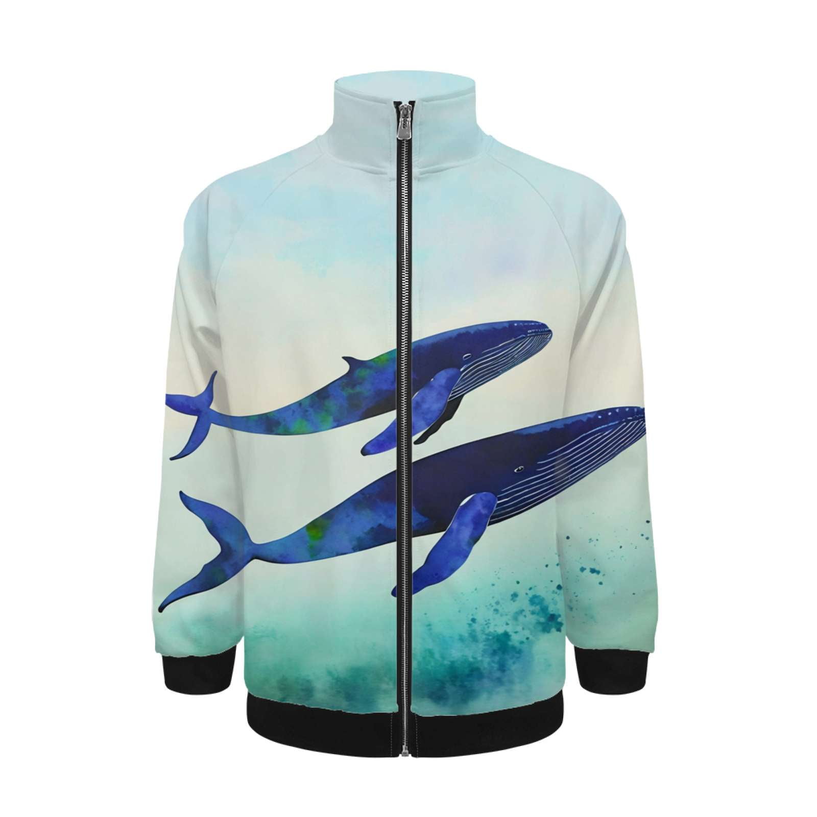 Blue Whale Art Print Jacket Men's Street Cool Long Sleeves Coat ...
