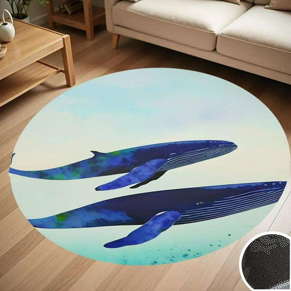 Blue Whale Art Print Round Carpet Living Room Bedroom Home Decoration ...