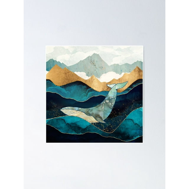 Blue Whale Canvas Poster Decor Landscape Office Room Decor Gift ...