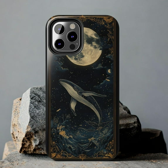 Blue Whale Celestial Ocean Full Moon Art Phone Case with iPhone 17 to ...