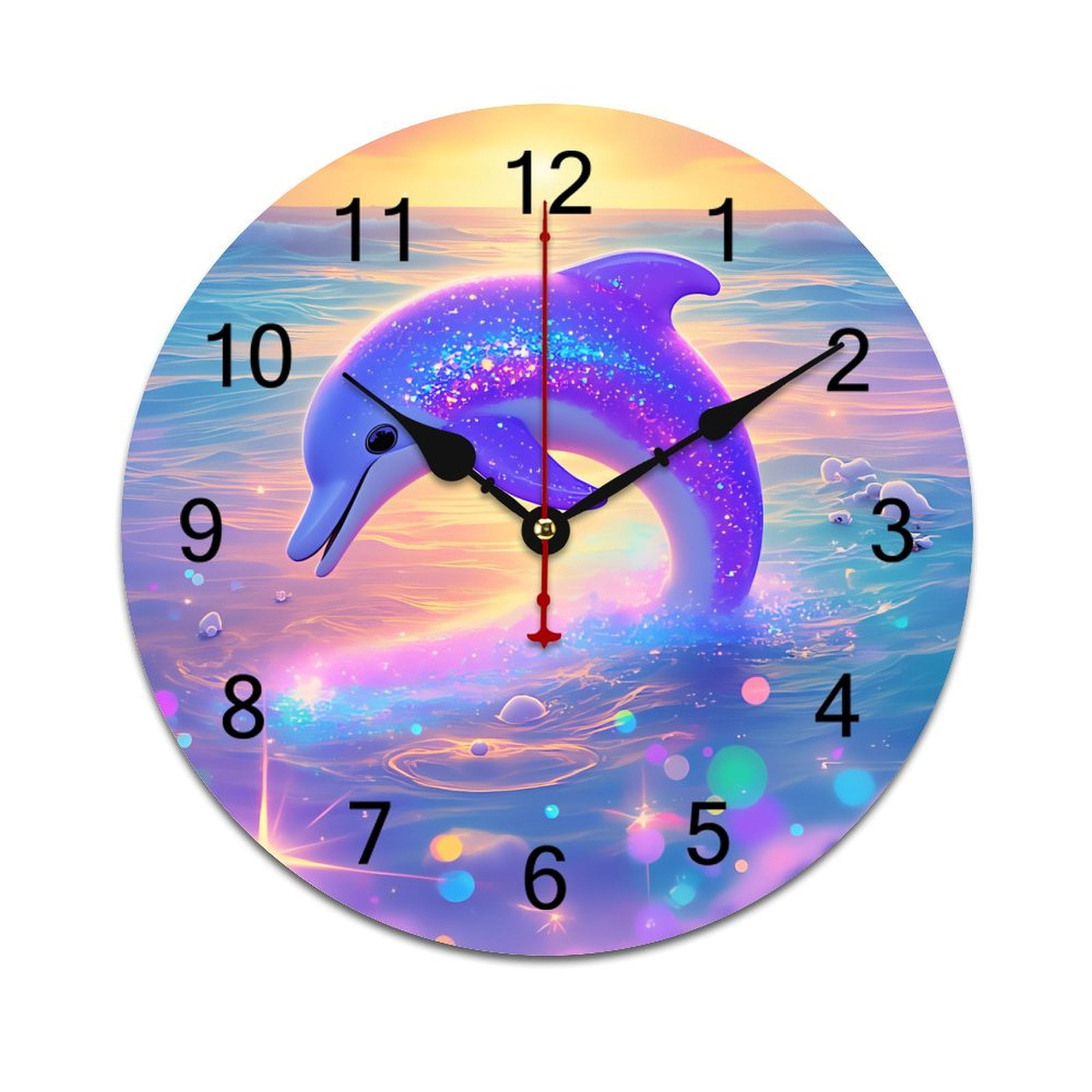 Blue Whale Flowers Clouds Word Saying Big Wall Clock Home Decor Art ...