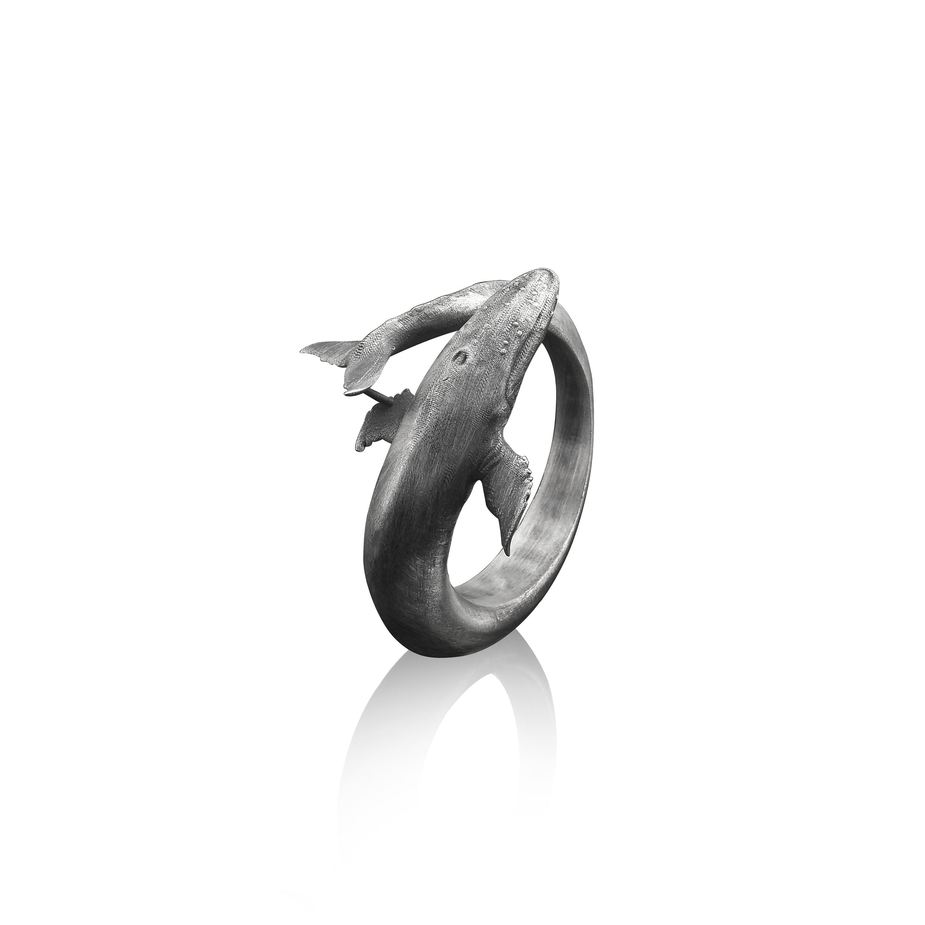 Blue Whale Handmade Sterling Silver Men Signet Ring, Ocean Animal Men ...