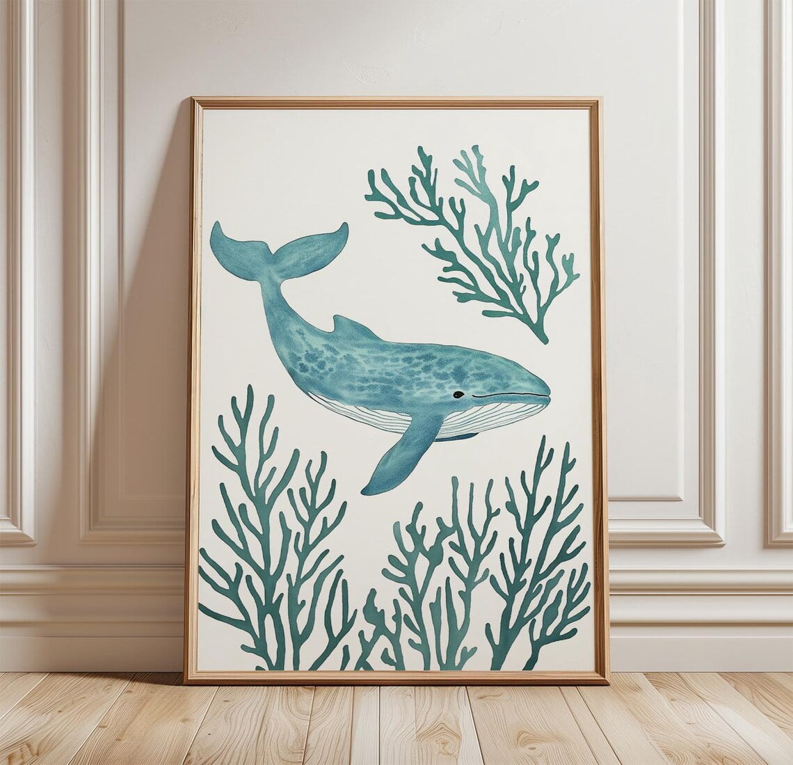 Blue Whale Ocean Coastal Marine Life Nautical Sea Creature Decor Deep ...