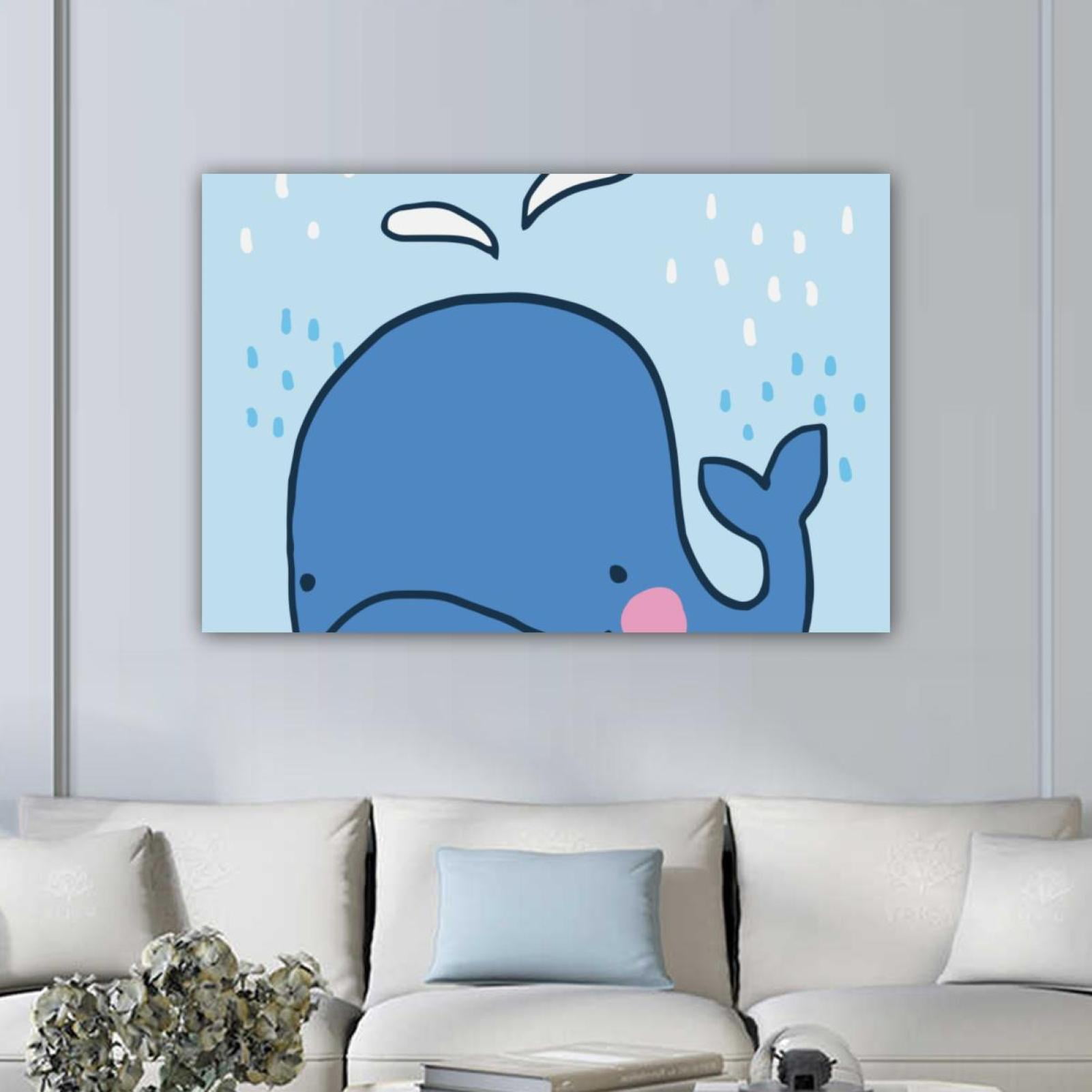 Blue Whale Pattern Canvas Wall Art Paintings for Living Room - Canvas ...
