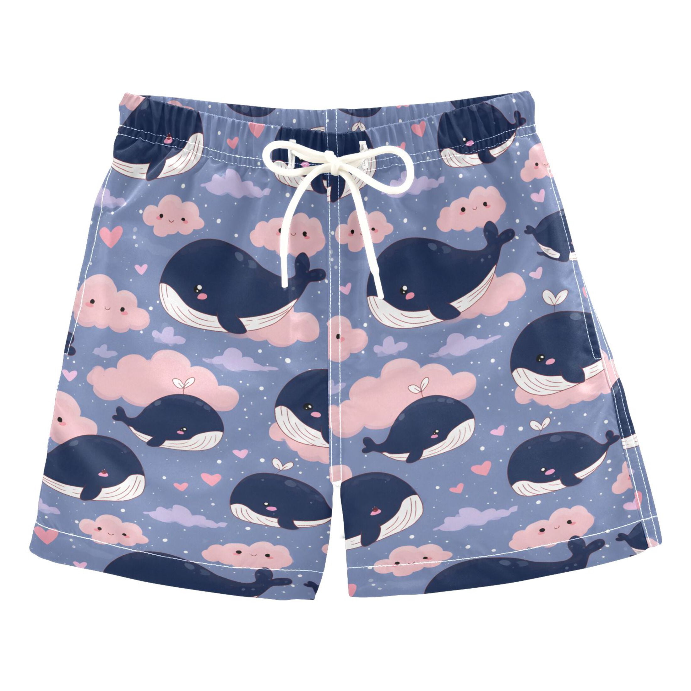 Blue Whale Pattern Swim Trunks Quick Dry Beach Pool Board Shorts ...