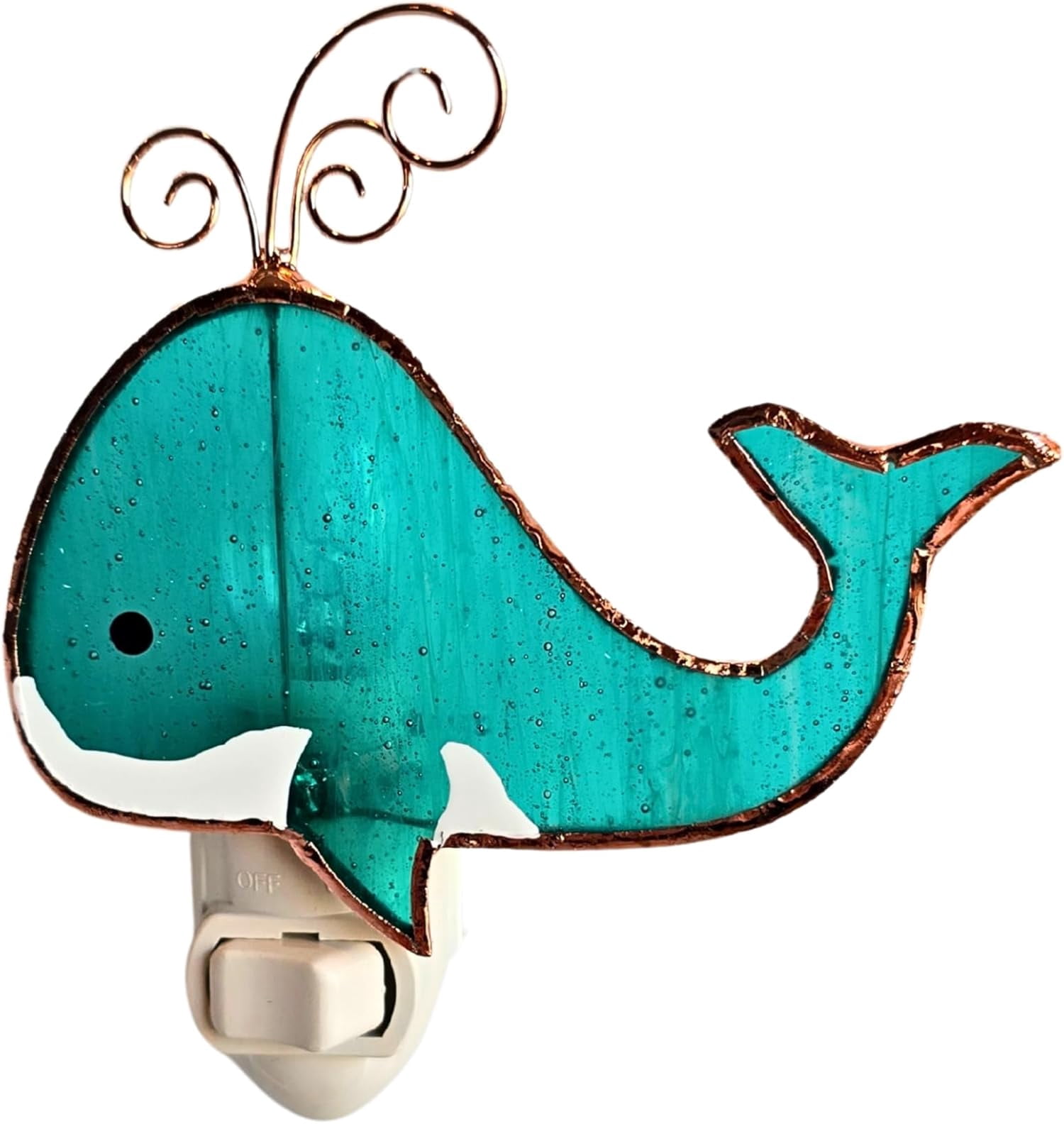 Blue Whale Plug in Night Light - Stained Glass Nightlight with /Off ...