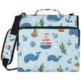Blue Whale Sailor Pattern 3 Ring Binder Bag Zipper Binder Organizer ...