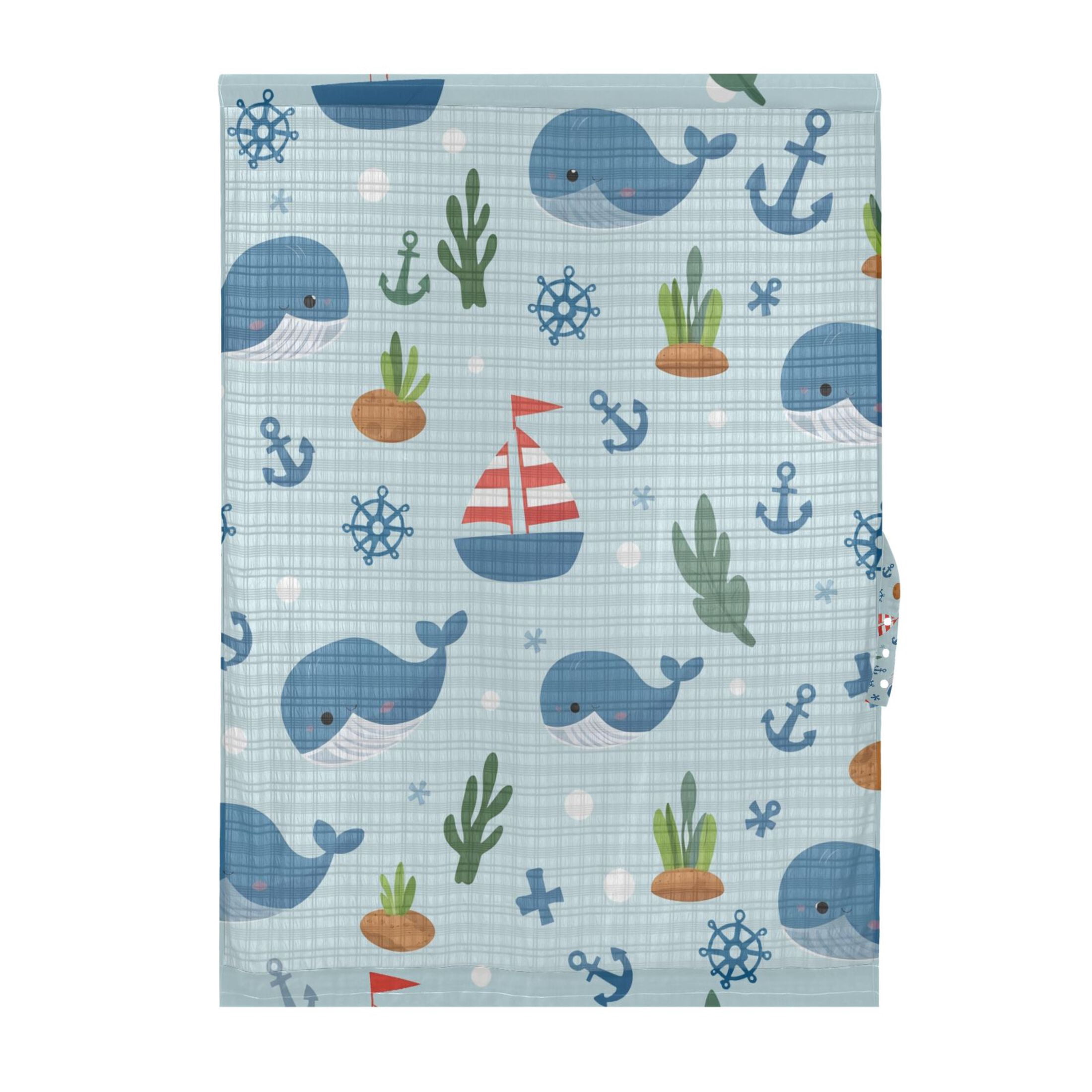 Blue Whale Sailor Pattern Door Curtain Sheer Privacy Light Filtering ...