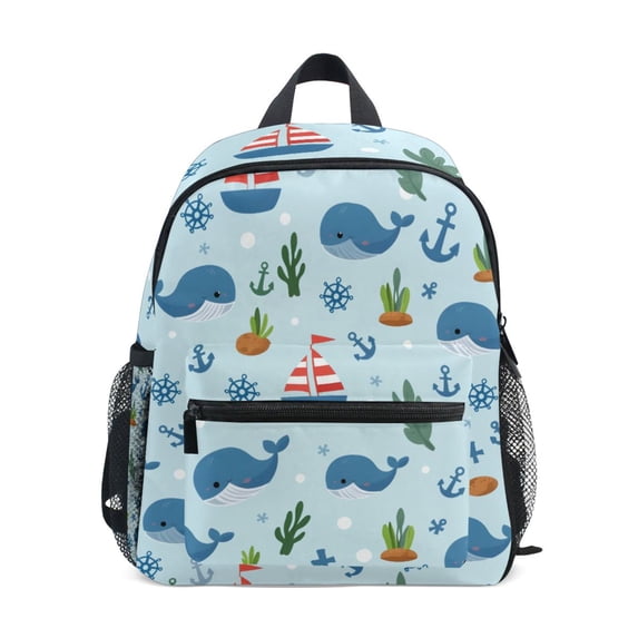 Blue Whale Sailor Pattern Mini Backpack Cute Small Backpack with Chest ...