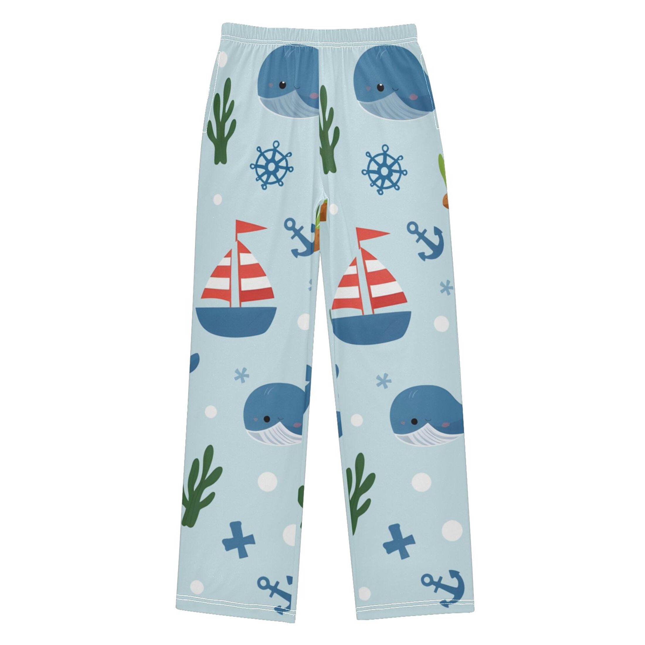 Blue Whale Sailor Pattern Pajama Pants Soft Lightweight Lounge Pants ...