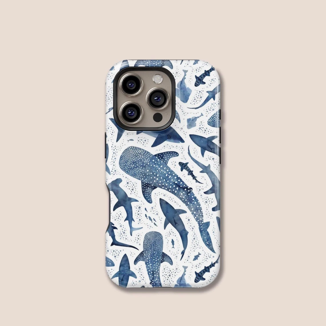Blue Whale Shark Cute Art Protective Case for iPhone 11 12 13 14 15 16 ...