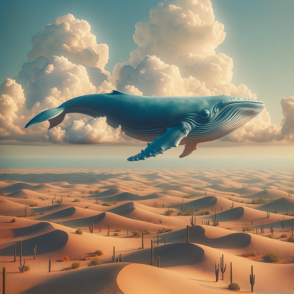 Blue Whale Soaring in the Sky Over Desert 1000 Piece Wooden Jigsaw ...