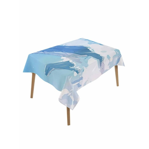 Blue Whale Table Cloth, Blue Sky Clouds Natural Landscape Waterproof ...