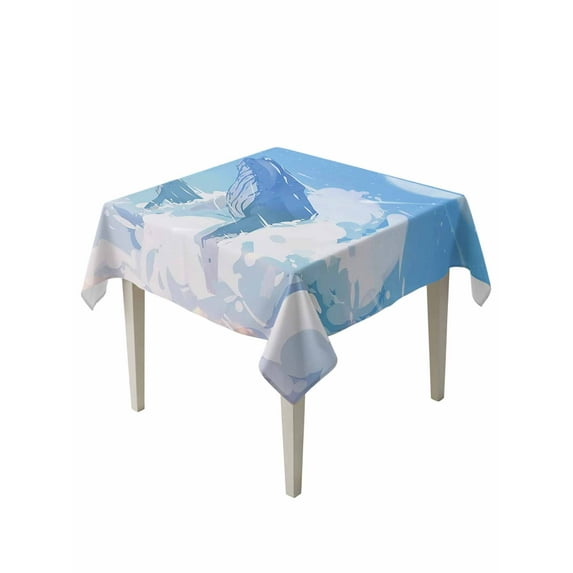 Blue Whale Table Cloth, Blue Sky Clouds Natural Landscape Waterproof ...