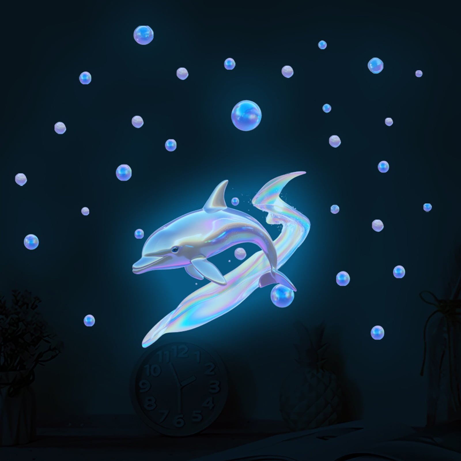 Blue Whales Glow in The Dark Foam Stickers for Holiday Wall and Window ...