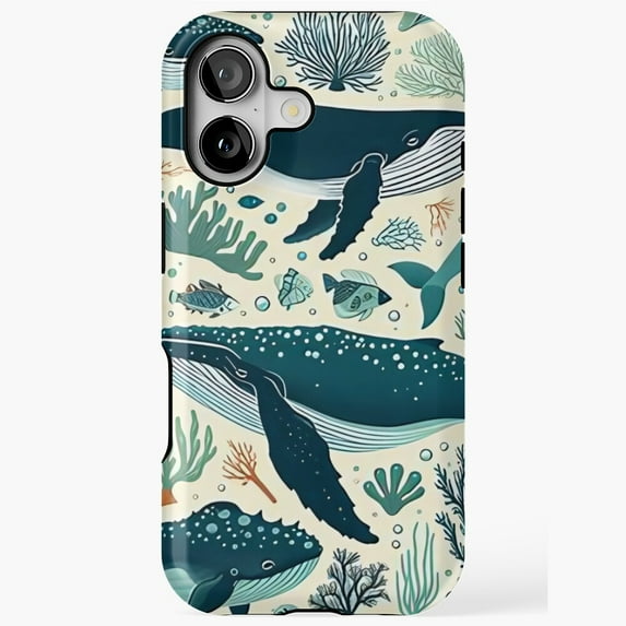 Blue Whales Marine Life Ocean Pattern Phone Case 17 16 15 14 13 12 11 ...