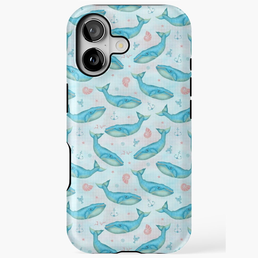 Blue Whales Nautical Ocean Coastal Phone Case 17 16 15 14 13 12 11 Pro ...