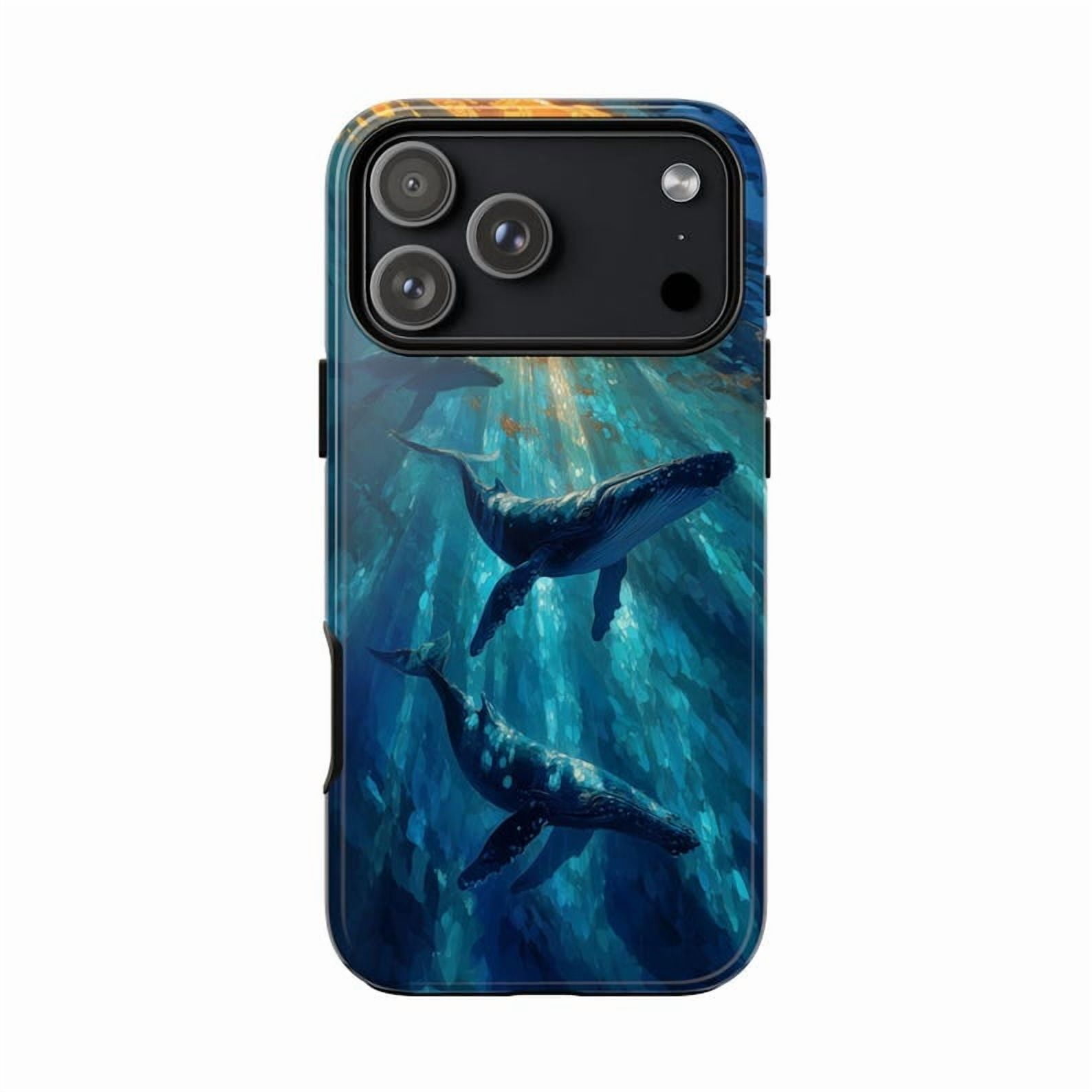 Blue Whales Ocean Light Deep Sea Radiance Case with iPhone 17 to 11 Pro ...