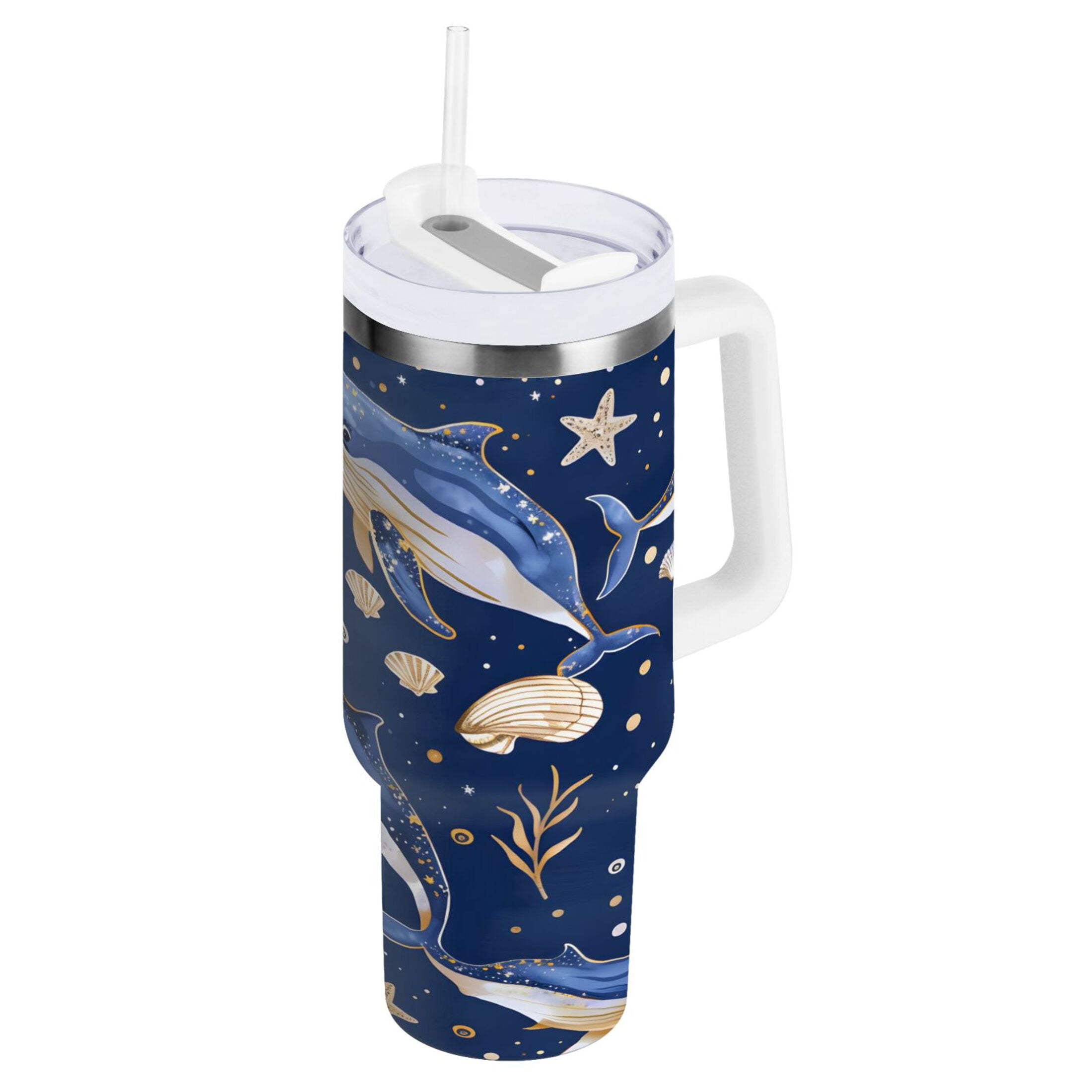 Blue Whales Star Seaweed Tumbler with Handle and Straw Lid 30 oz ...