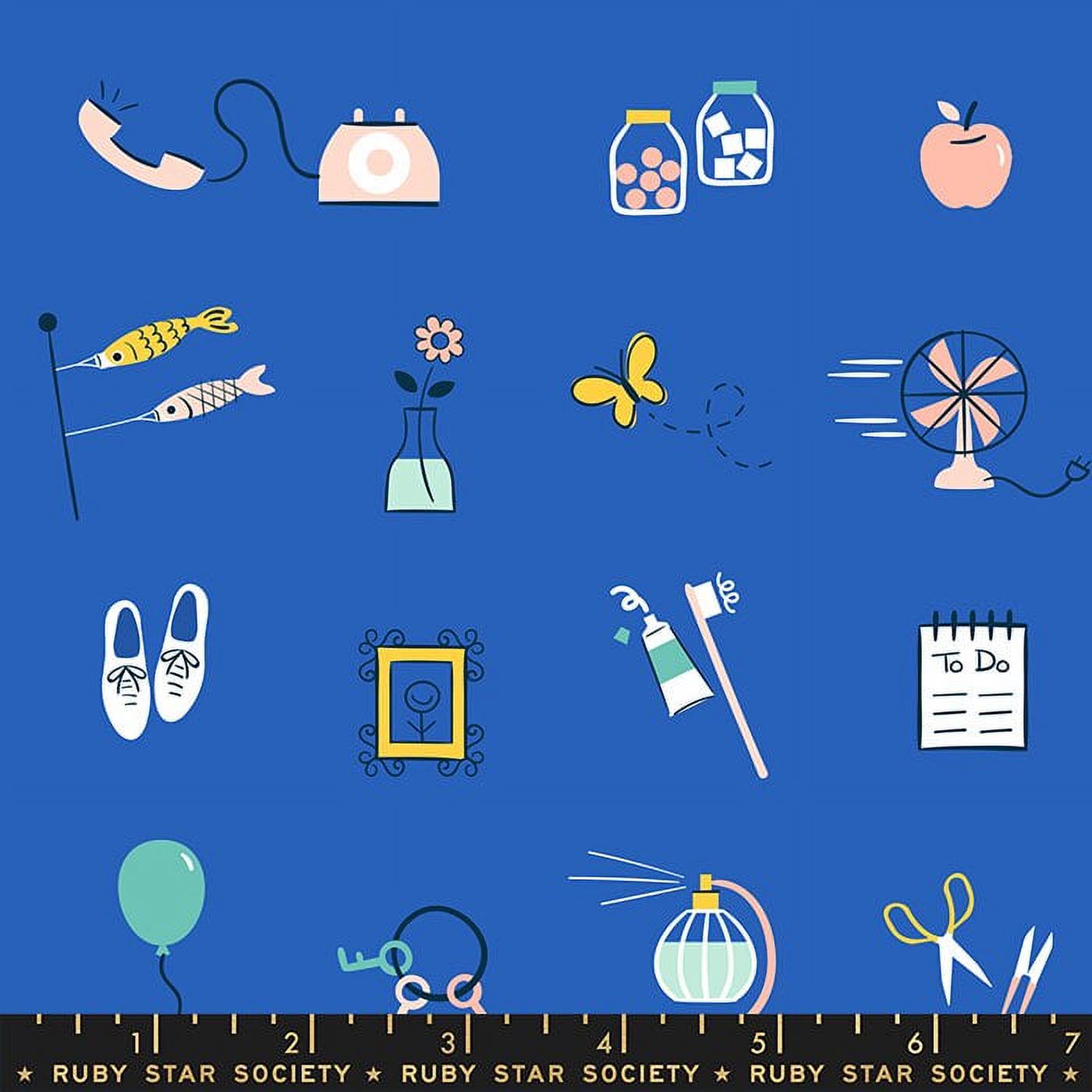 Blue Whatnot Stuff cotton fabric - Ruby Star Society cotton, Sold by ...