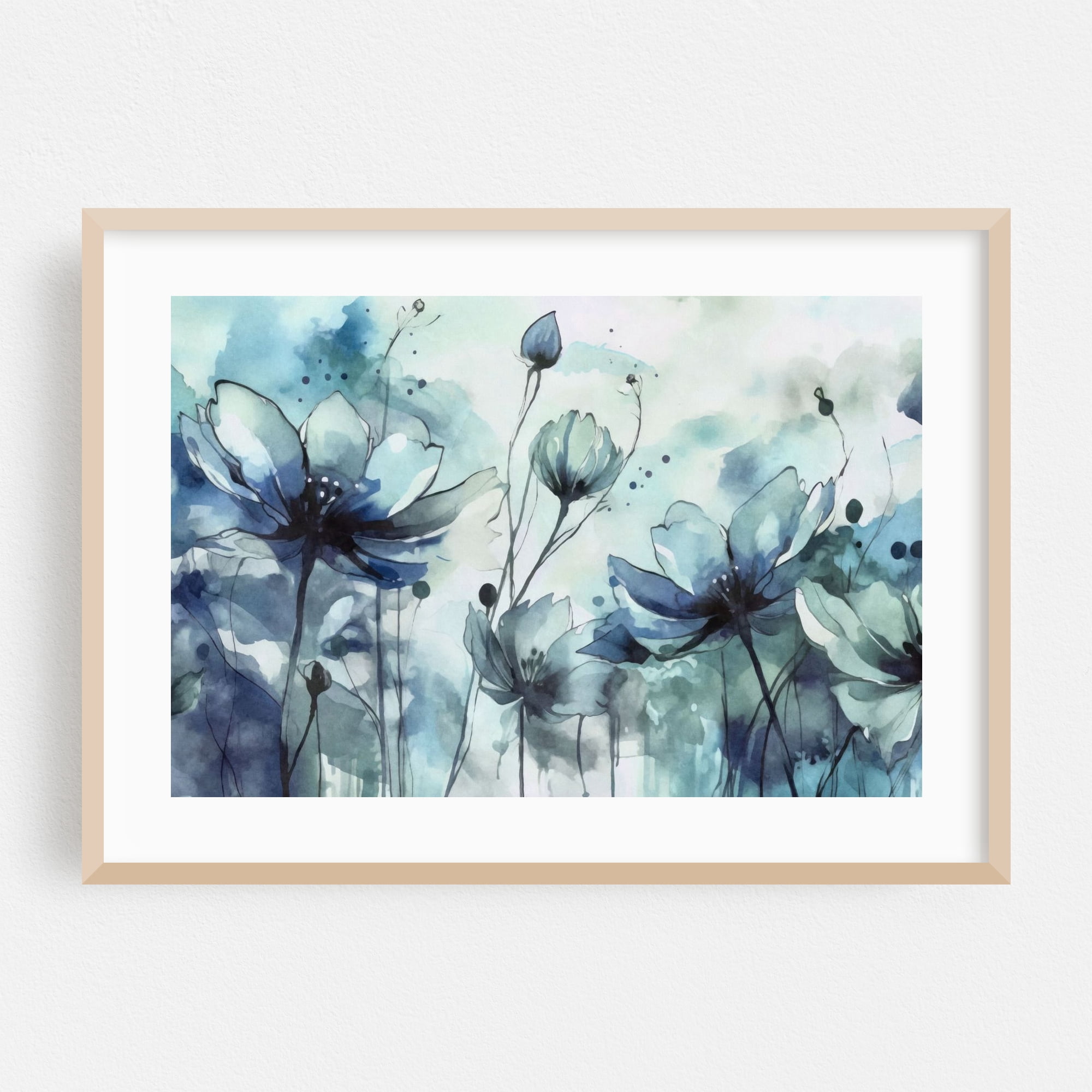 Blue Whimsy Summer Meadow - Painting Floral Abstract Modern Art ...
