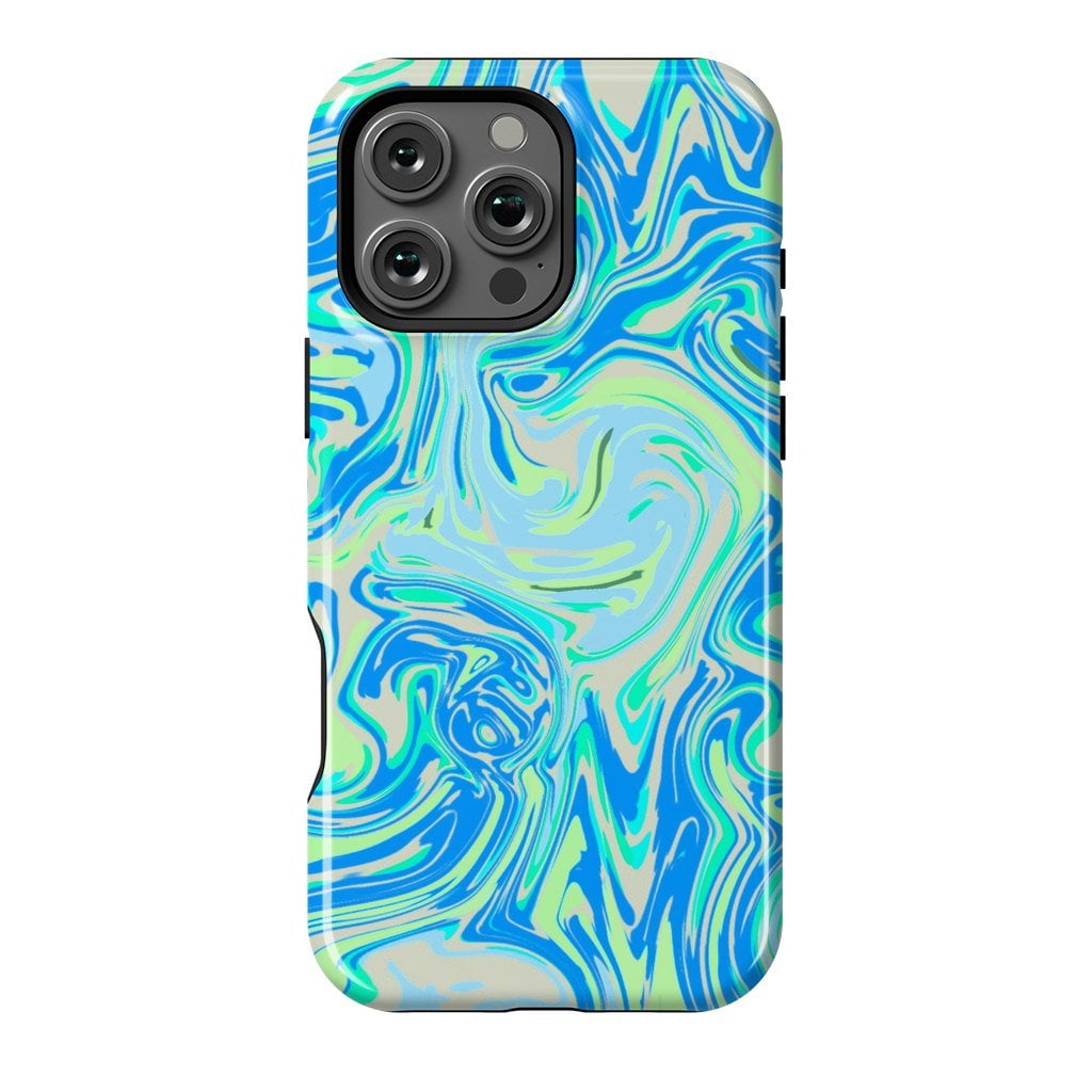 Blue Whirlpool Swirl Pattern iPhone Case for 16/15/14/13/12/11 Pro Max ...