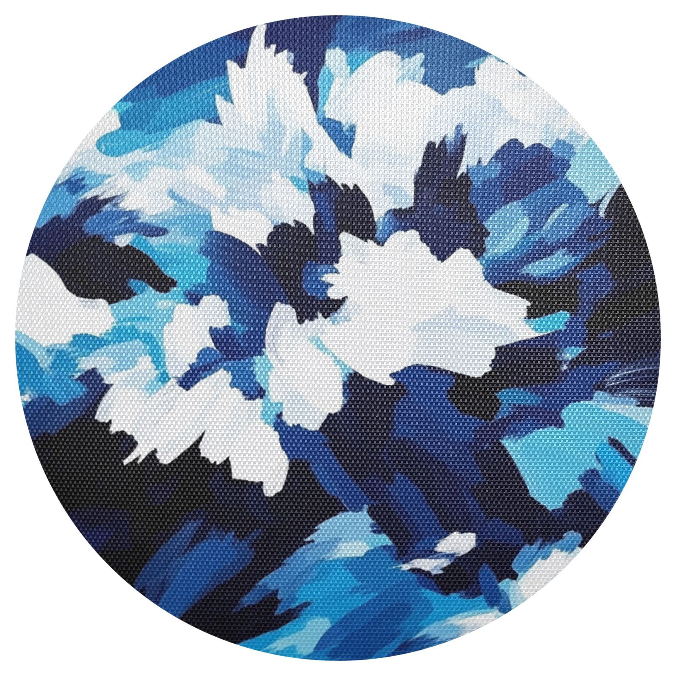 Blue White Abstract 6-Piece 15.4in Durable PVC Plate Mats, Heat ...