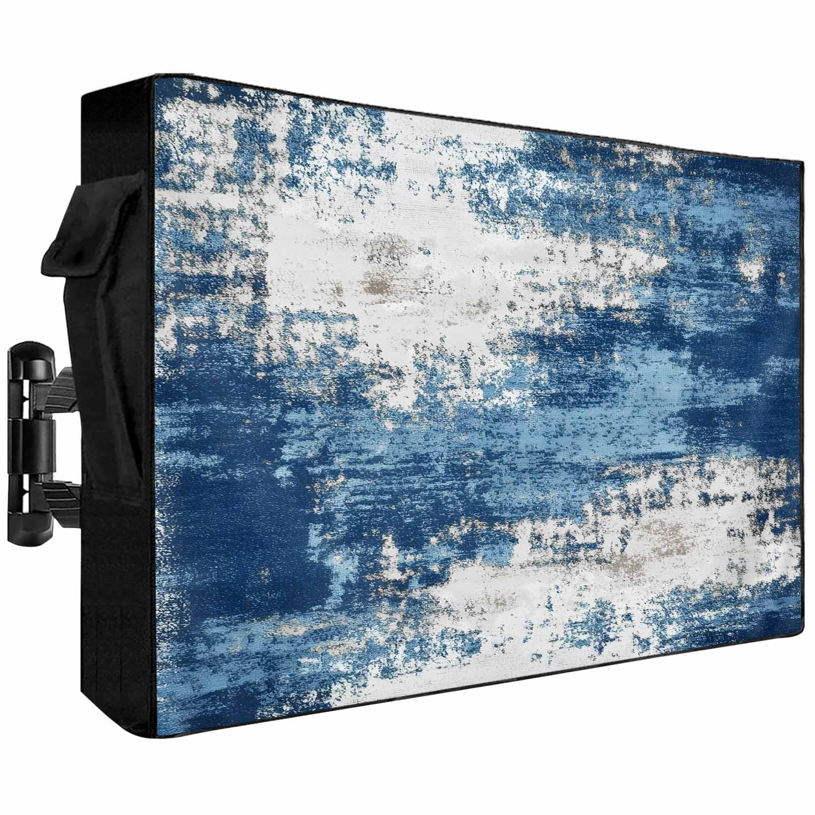 Blue White Abstract Art Outdoor TV Cover 52 to 55 inch Modern Painting ...