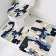 Blue White Abstract Bathroom Rugs Set Color Block Modern Artistic Non ...
