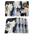 Blue White Abstract Cotton Linen Placemats Set of 8, Color Block Modern ...